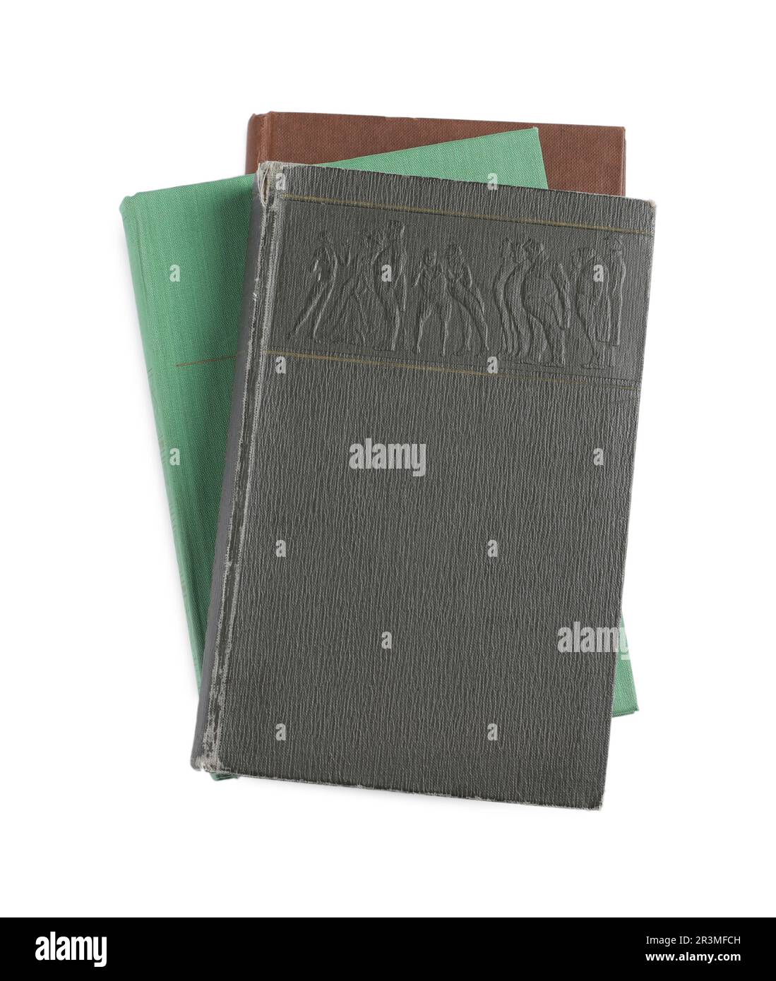Old hardcover books isolated on white, top view Stock Photo - Alamy
