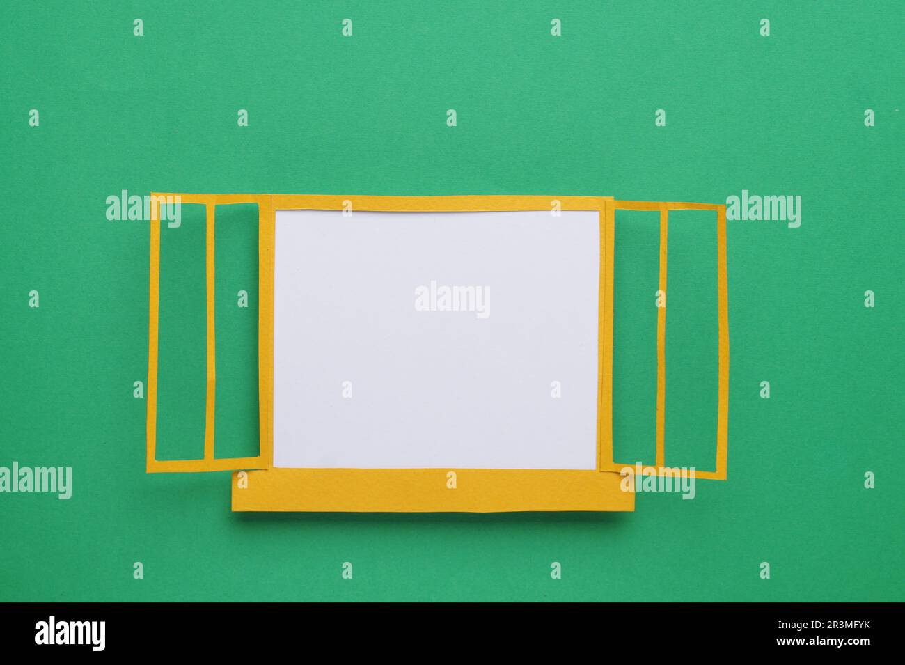 Open paper window frame on green background. Space for text Stock Photo ...