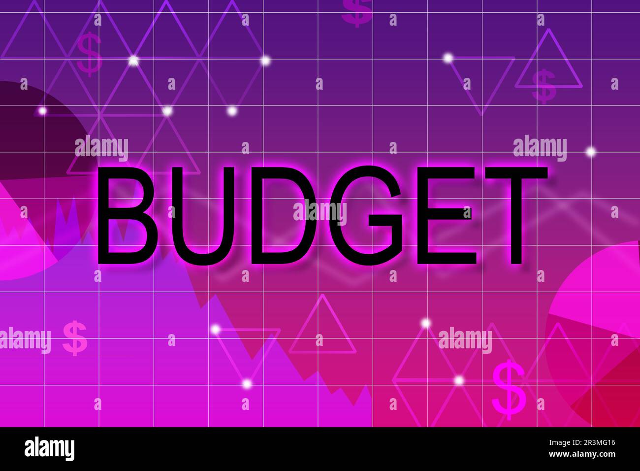 Word Budget, dollar signs, graph and charts on color background Stock ...
