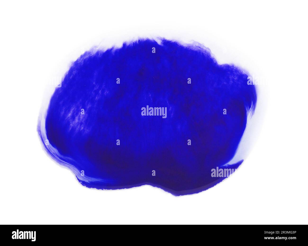 Blot of blue watercolor paint isolated on white, top view Stock Photo ...