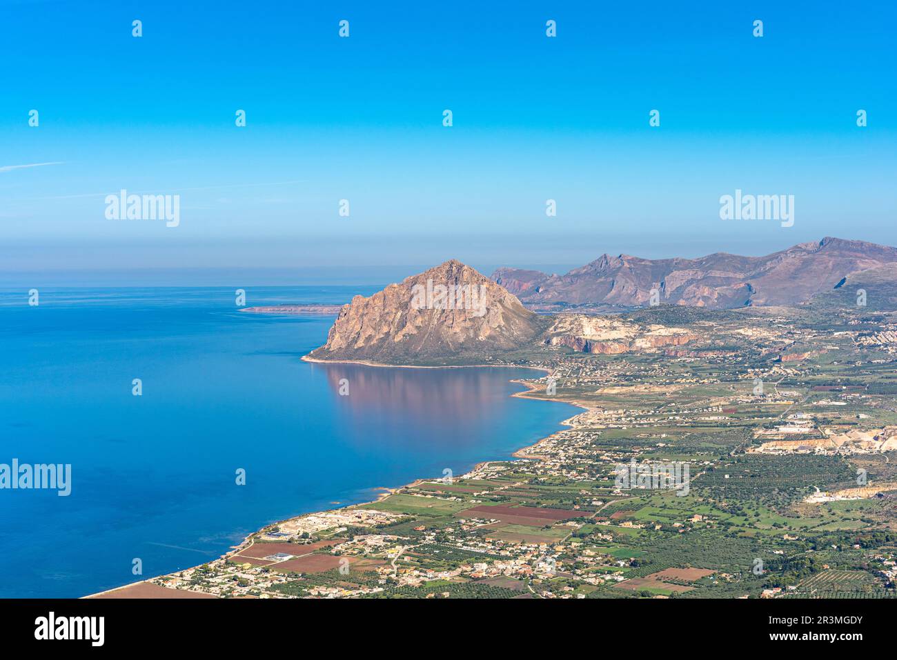 The mediterranean coast and bay of the Gulf of Bonagia in Western ...