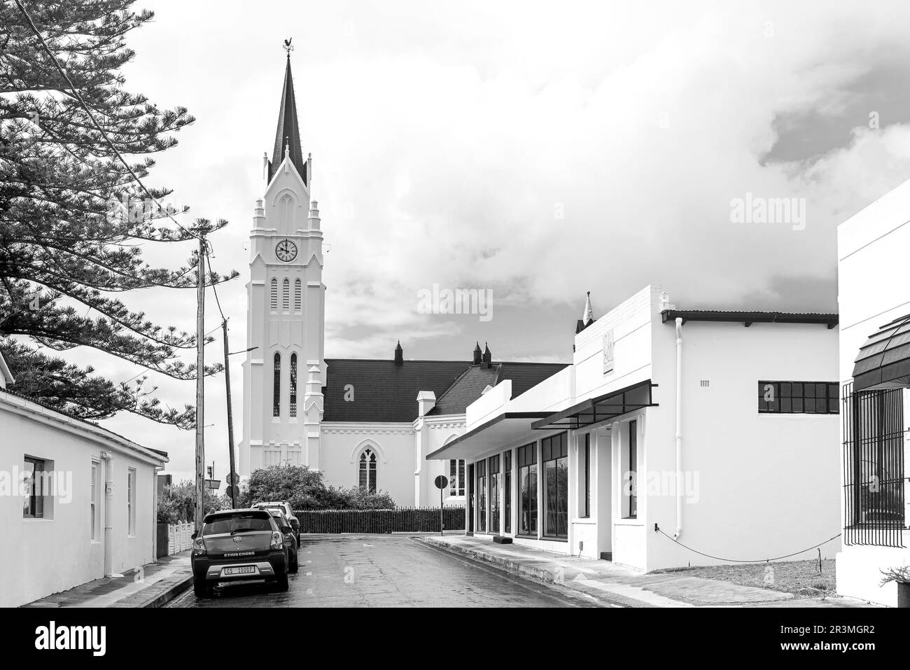 Bredasdorp, South Africa - Sep 23, 2022: A street scene, with the Dutch ...