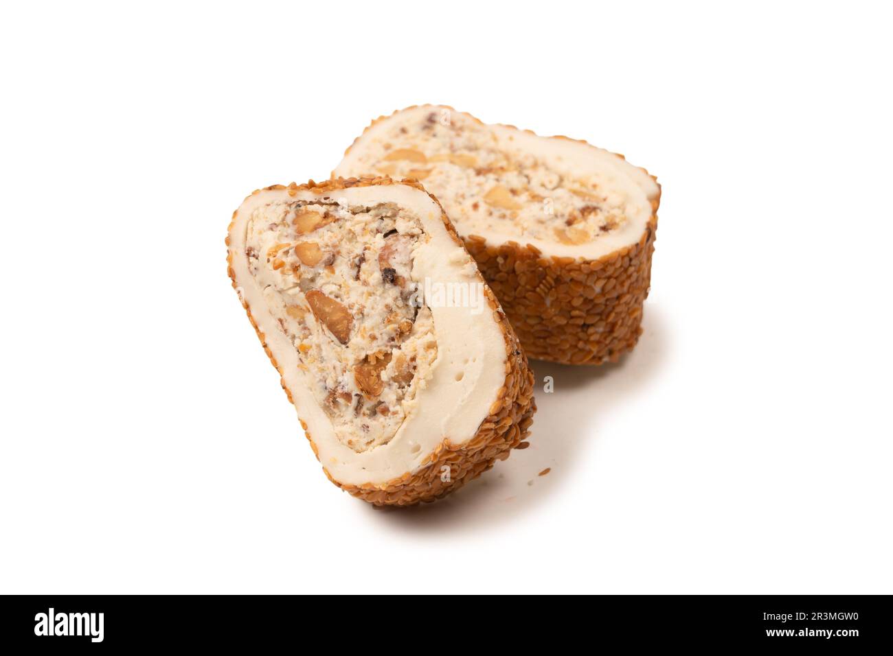 Sweet roll with nuts, turkish sweets. Turkish rahat isolated on a white ...