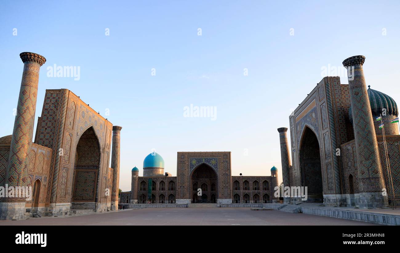 View of the Registan square in Samarkand, Uzbekistan Stock Photo - Alamy