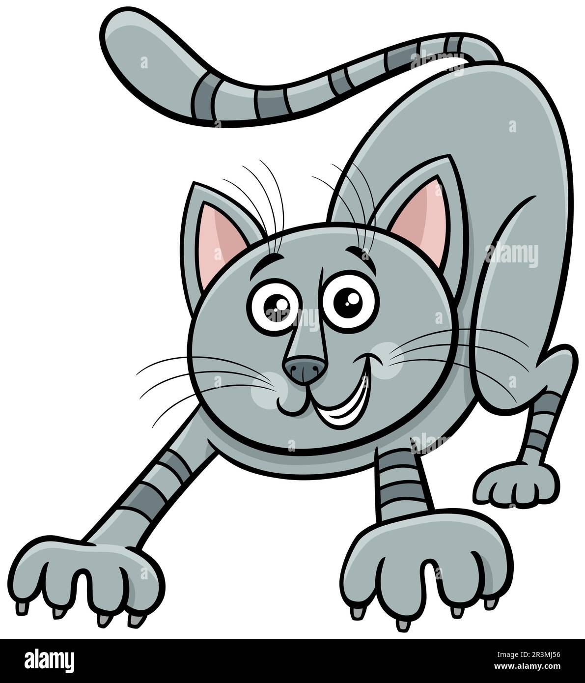 Happy cartoon tabby cat comic animal character Stock Photo - Alamy