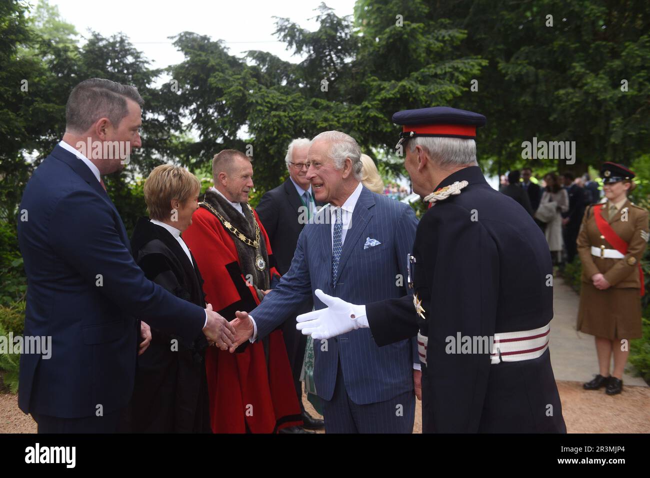 Sinn Fein politician John Finucane (left) meets King Charles III and ...