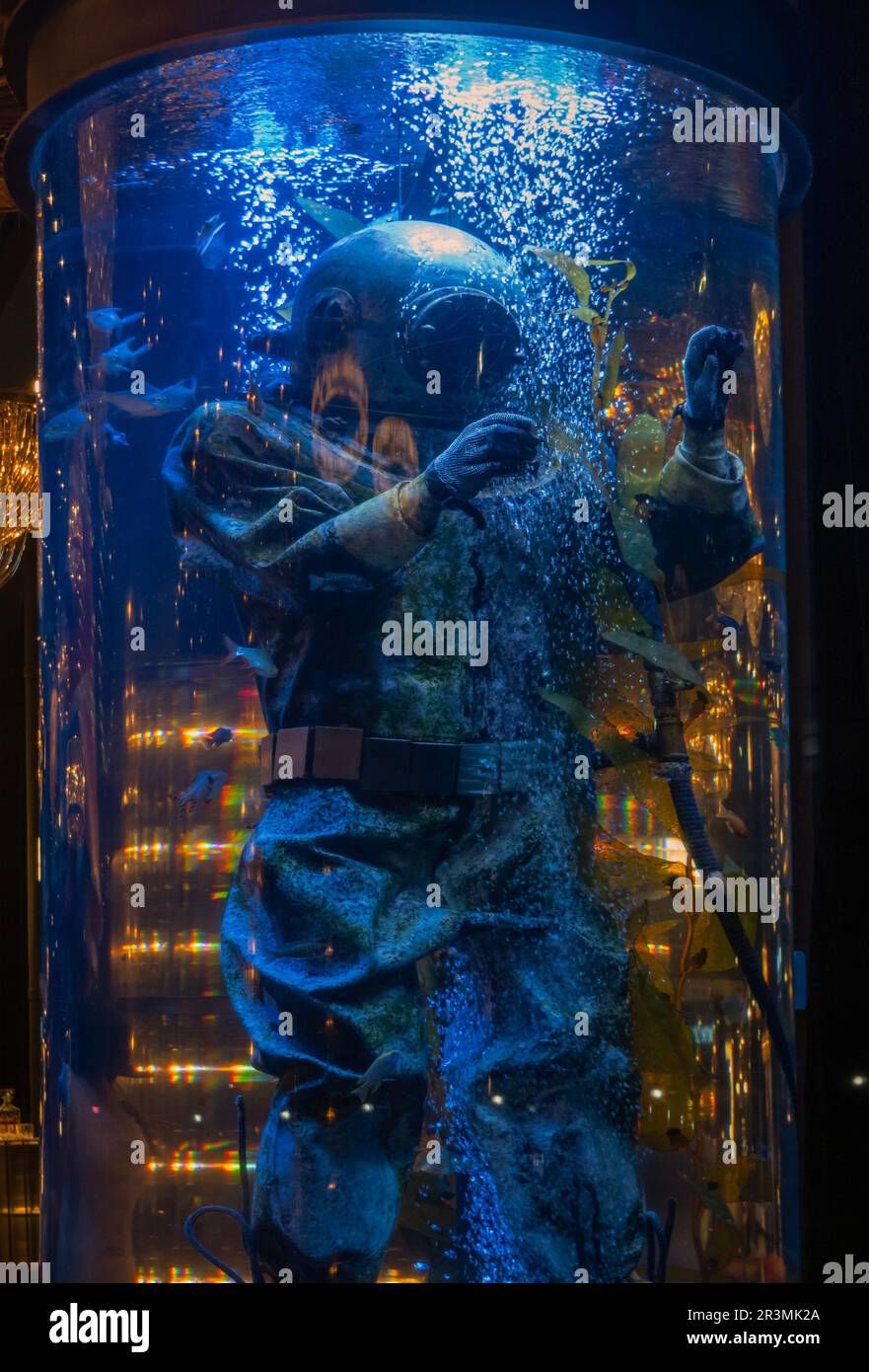 mannequin in diving suit in a store display window in Flatiron district ...
