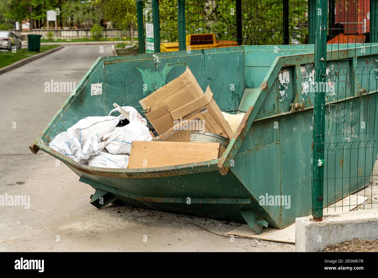 large metal container for bulky or construction debris on a garbage ...