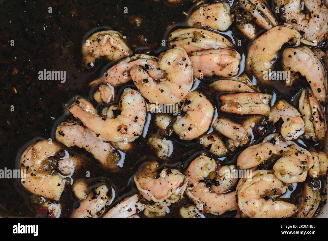 Black Shrimp Ceviche, Mexican Seafood Dish Made With Chili Ashes Stock ...