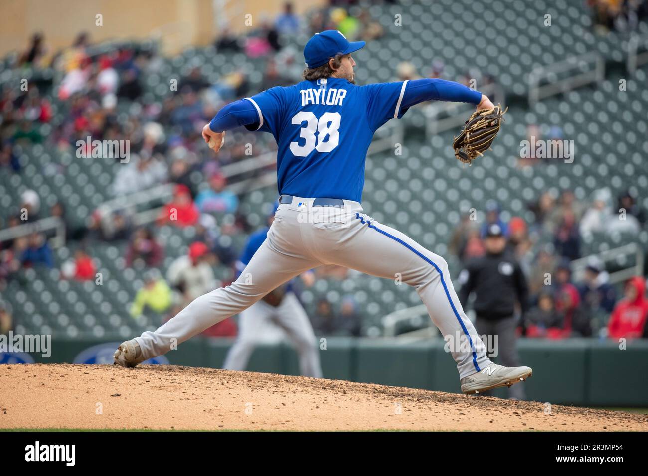 Kansas City Royals relief pitcher Josh Taylor throws to the Minnesota ...