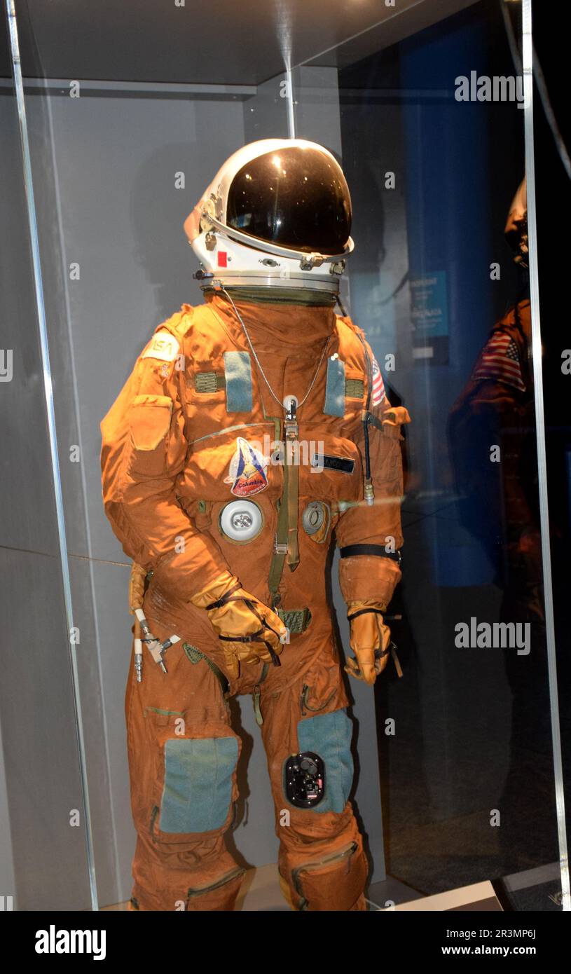 Ejection suit at display at NASA Johnson space center. Pressure suits ...