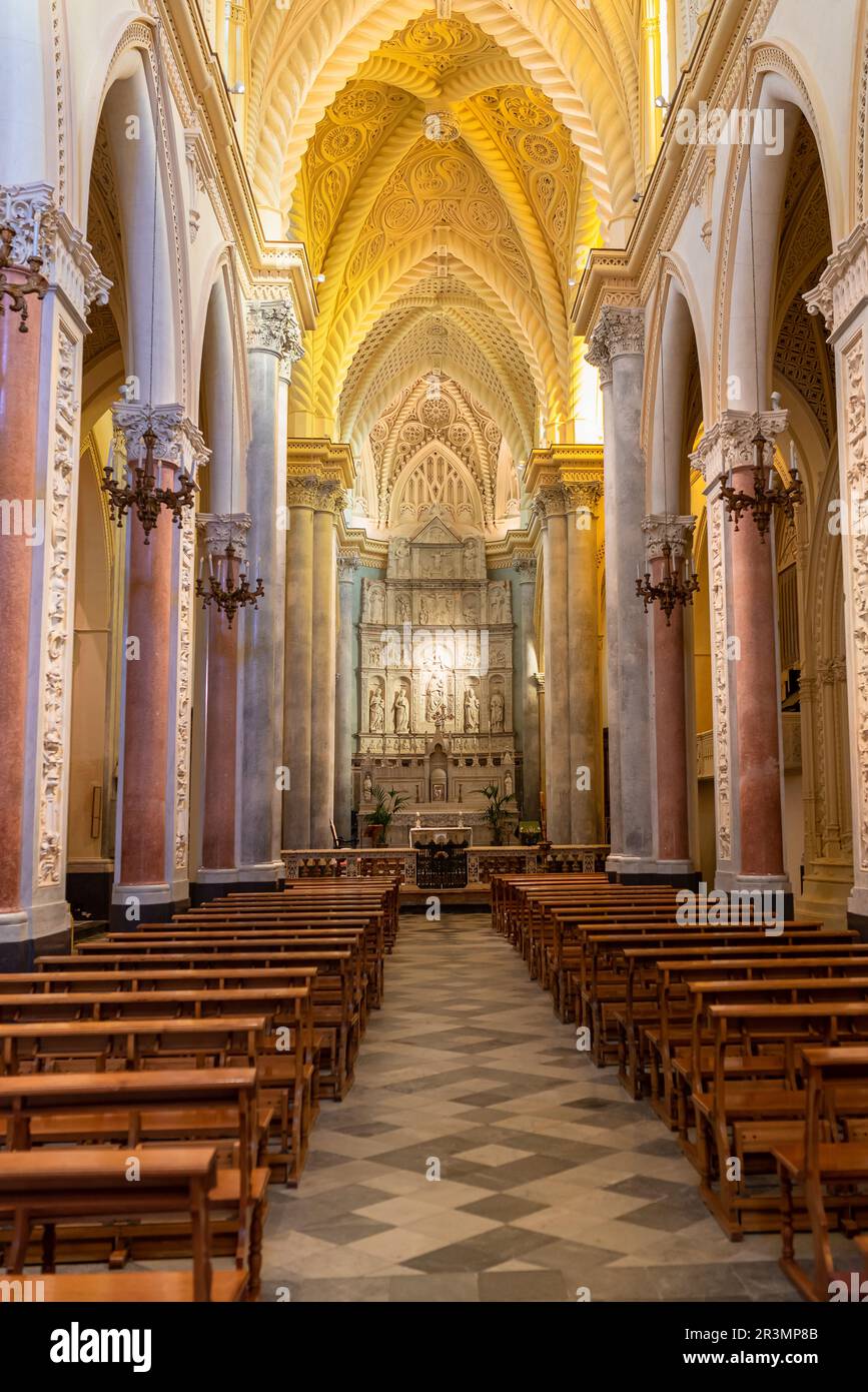 Interior view of the cathedral Chiesa Madre di Santa Maria Assunta in ...