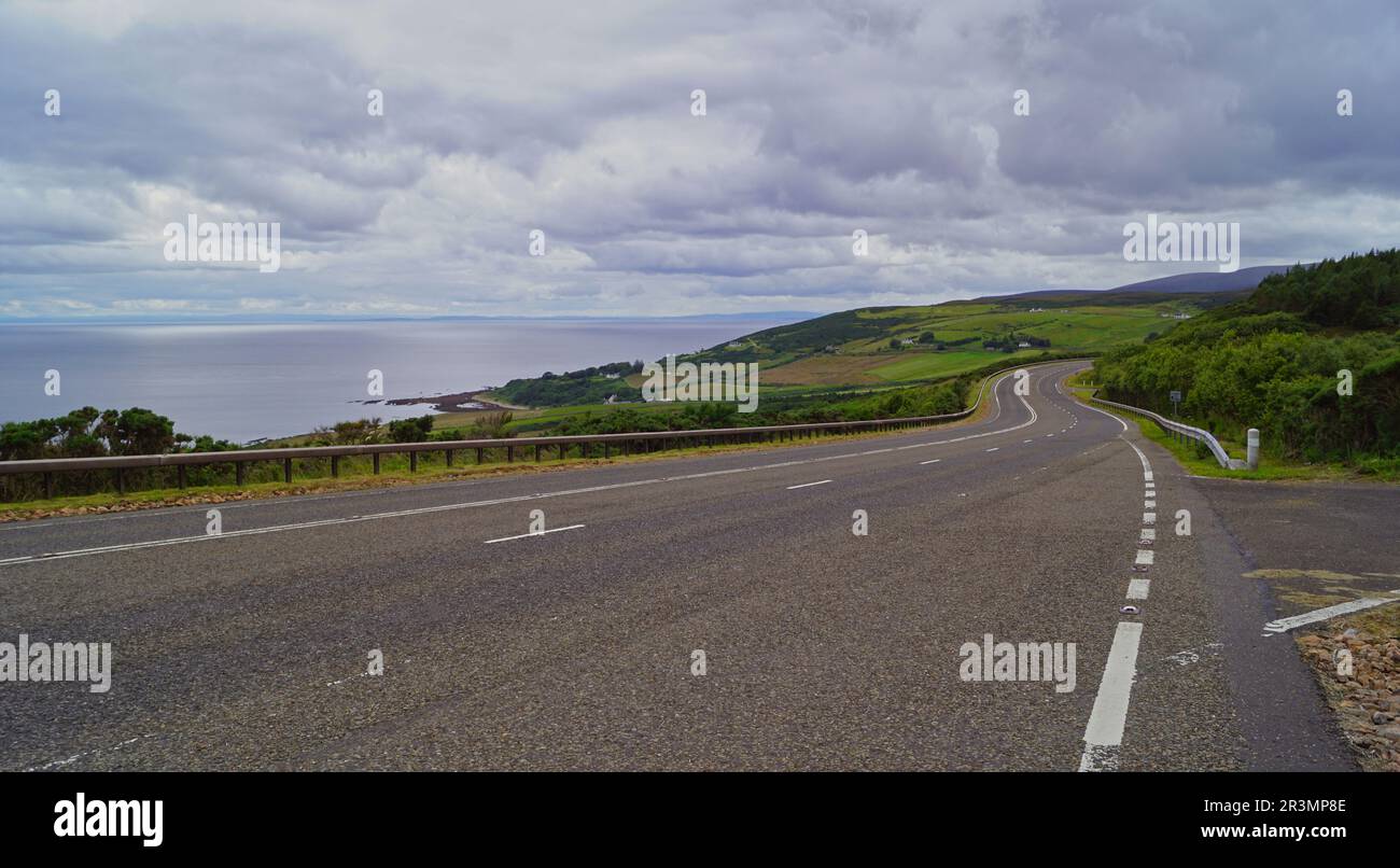 Mountain pass at Helmsdale in the Scottish county of Sutherland Stock ...