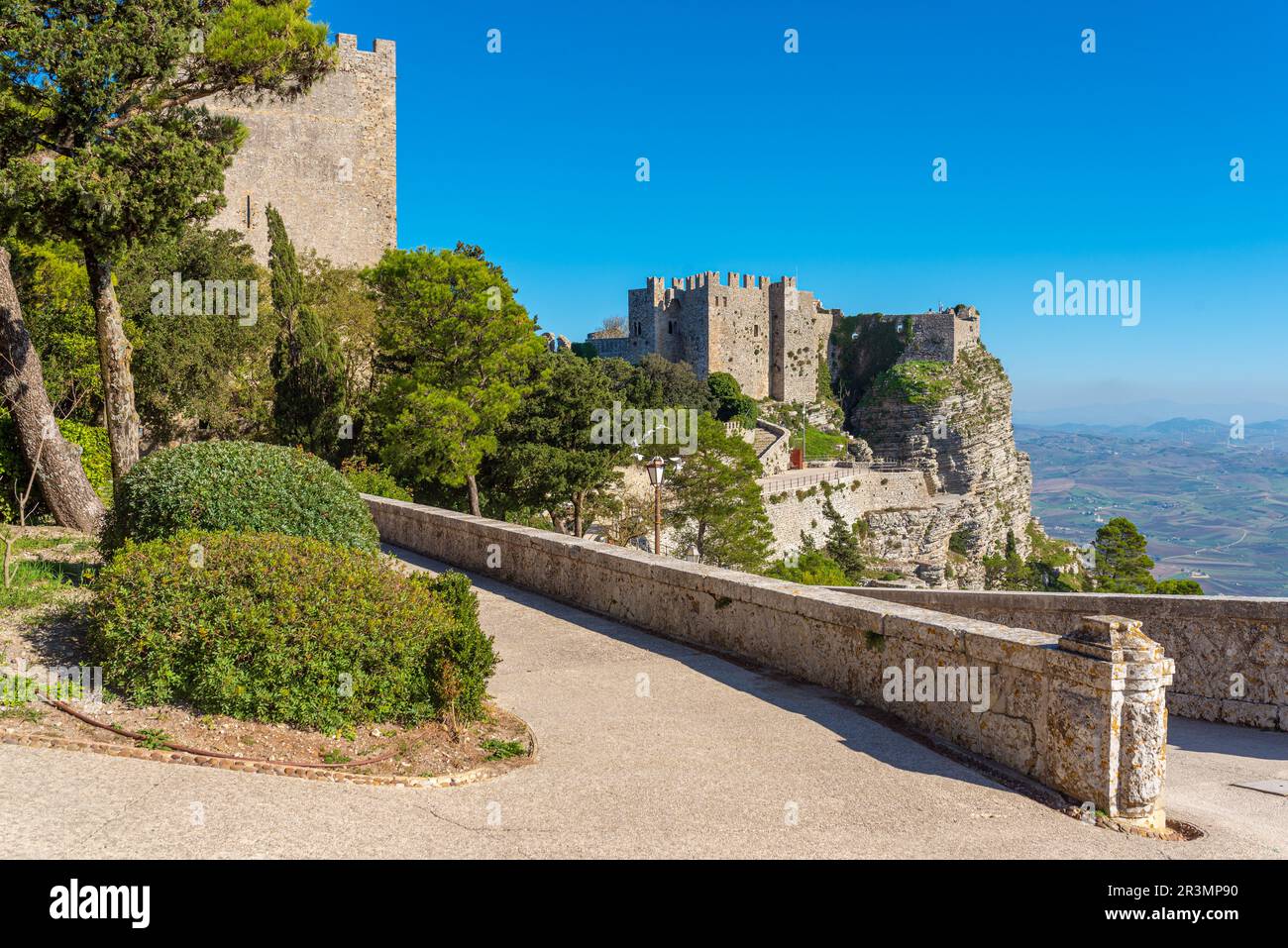 The Castello di Venere in the historical city of Erice in Sicily Stock ...