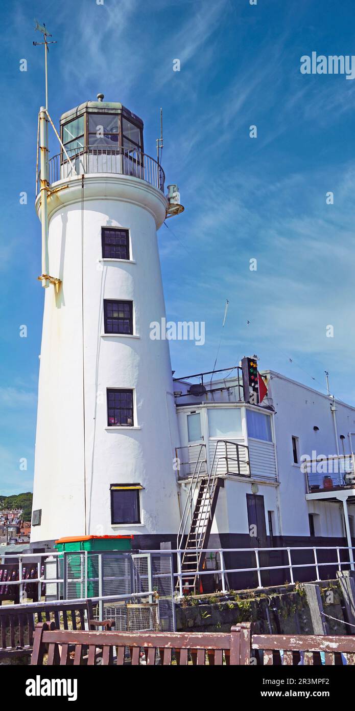 The Scarborough lighthouse in England Stock Photo - Alamy
