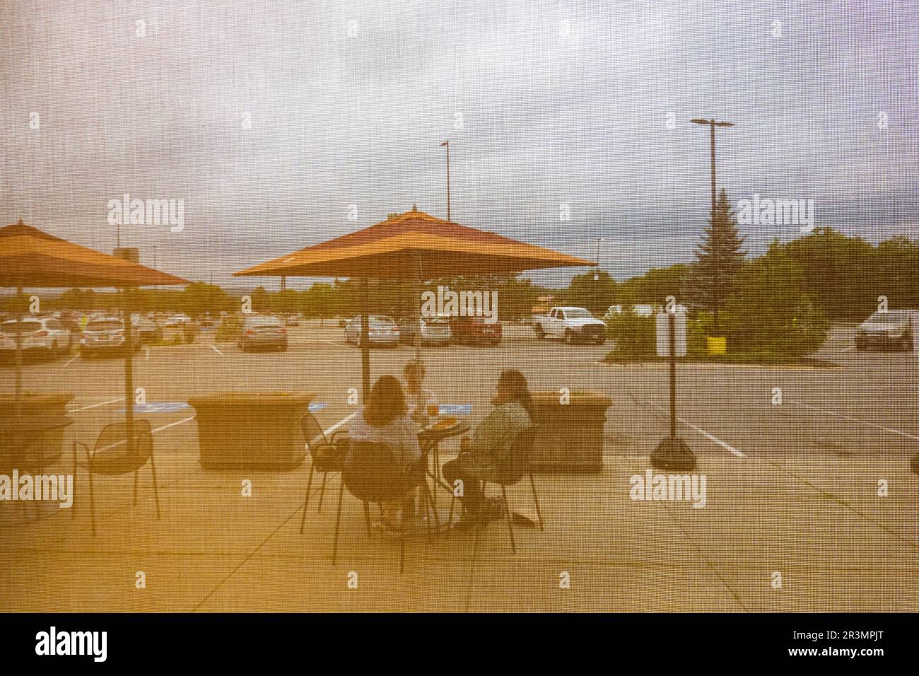 Sidewalk parking lot looking through screen shade hi-res stock ...
