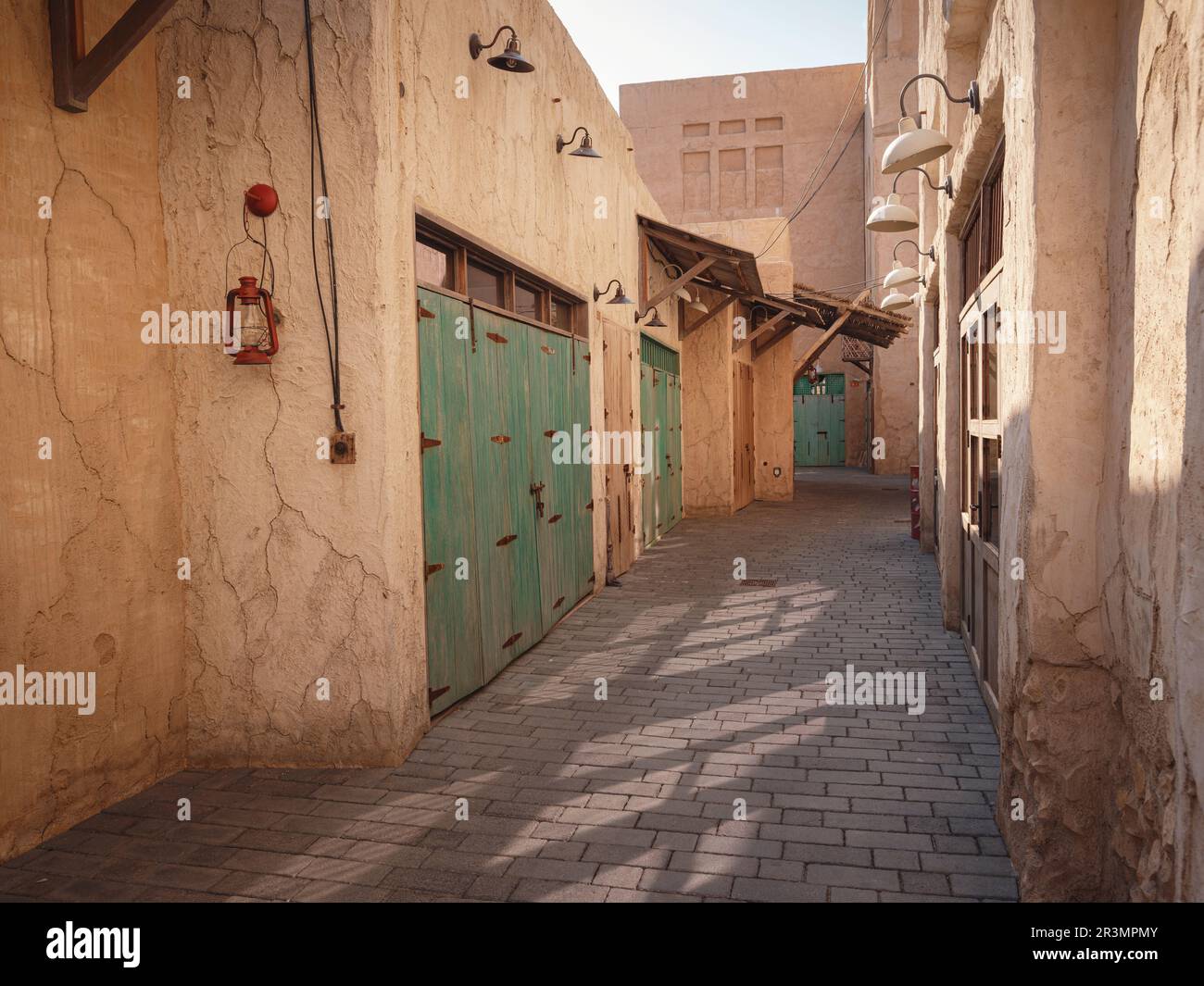 Al seef old historical district with traditional Arabic architecture ...