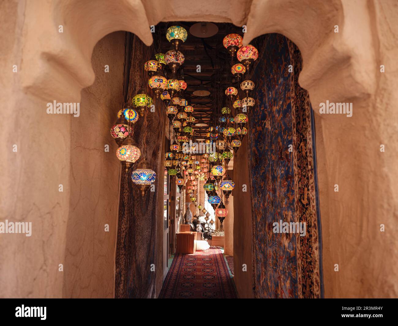 Al seef old historical district with traditional Arabic architecture ...