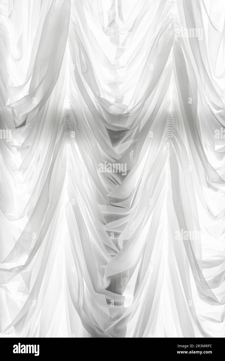 White translucent curtain with flounces on the window Stock Photo - Alamy