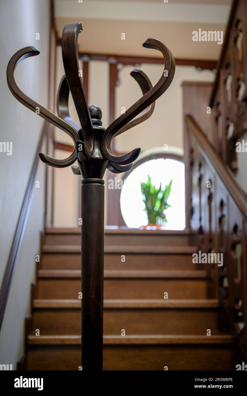 Wooden hanger in the lobby of a two-storey house Stock Photo - Alamy
