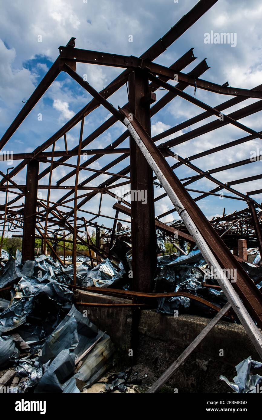The storage shed for agricultural vehicle located in Dolyna village was ...