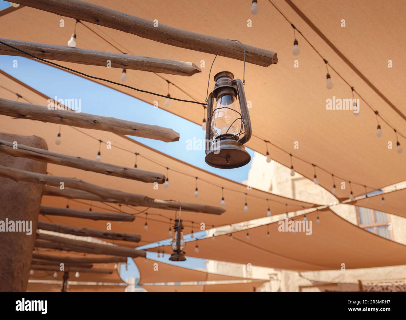 Al seef old historical district with traditional Arabic architecture ...
