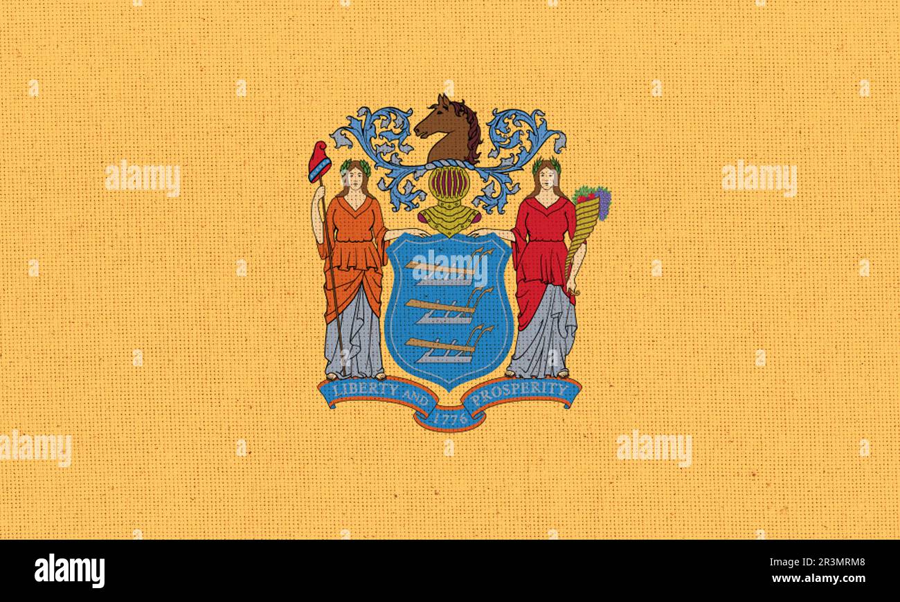 Flag of American state New Jersey on textured surface. Flags of U.S ...