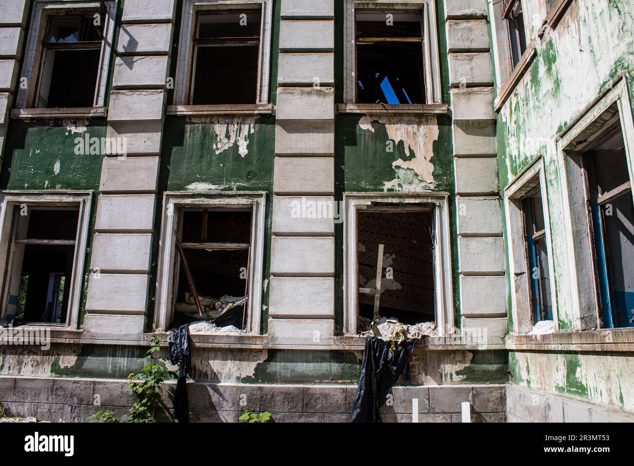 Damaged buildings located at the city of Kostiantynivka, Russian army ...