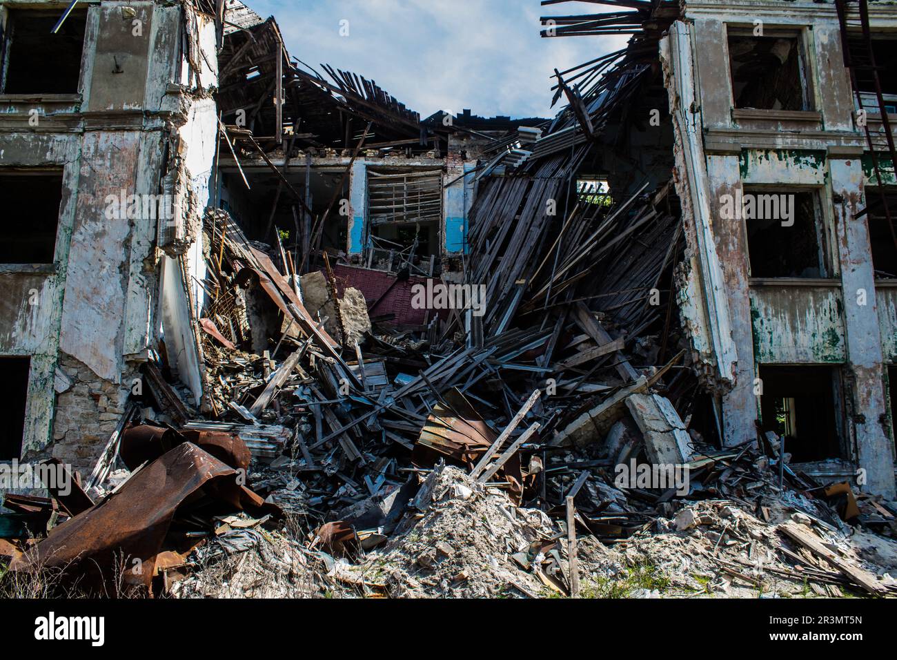 Damaged buildings located at the city of Kostiantynivka, Russian army ...