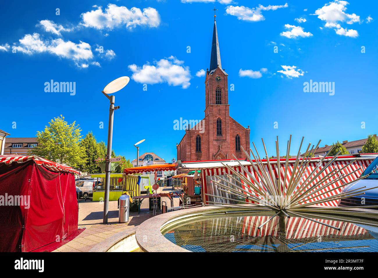 Town of Kehl church and market square street view, Baden Wurttemberg ...