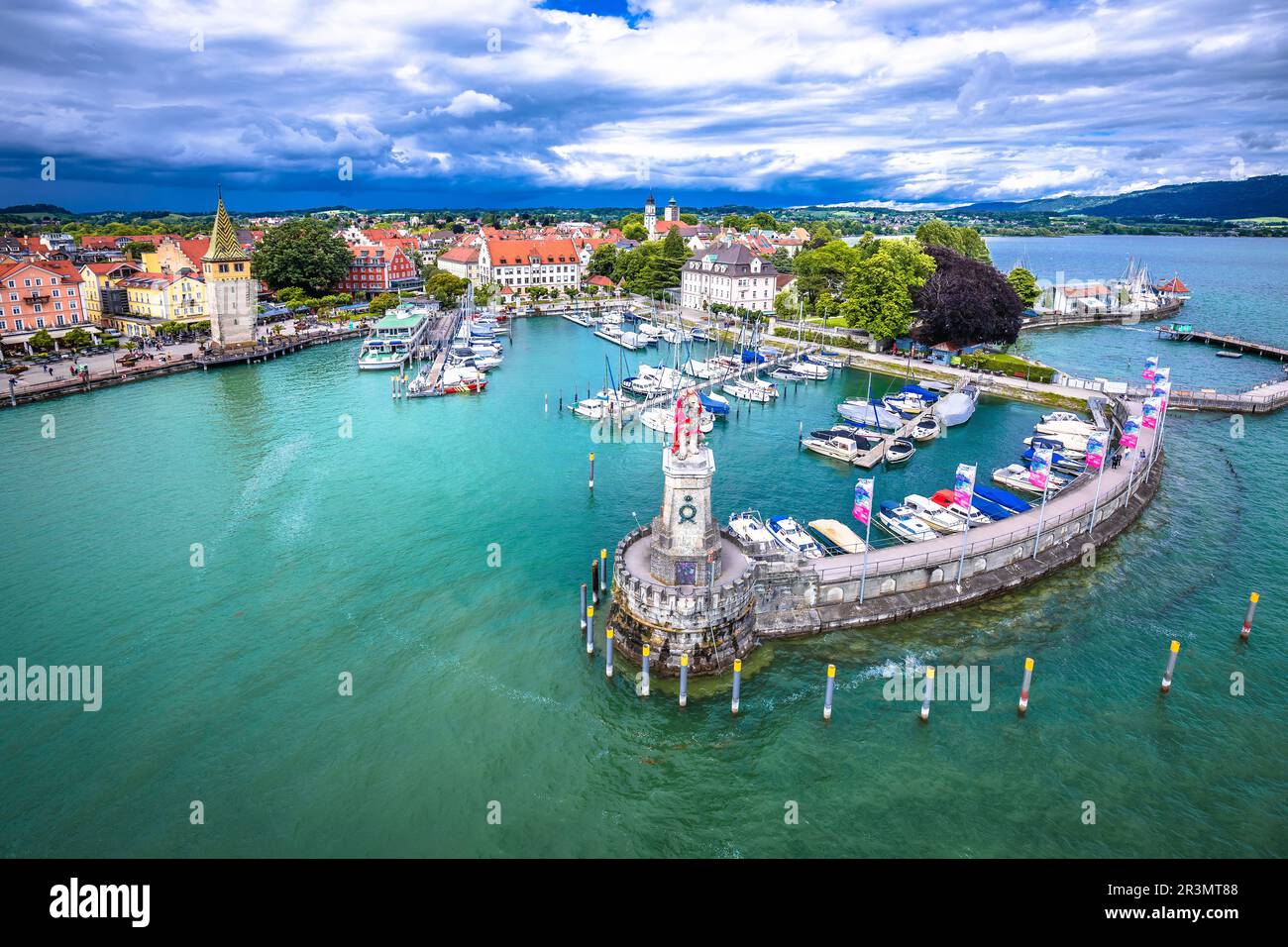 Town of Lindau on Bodensee lake harbor aerial view, Bavaria region of Germany Stock Photo - Alamy