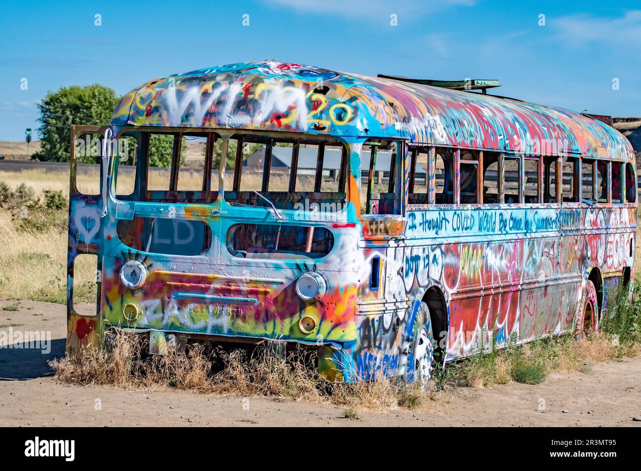 Colorful graffiti on school bus in palouse washington Stock Photo - Alamy