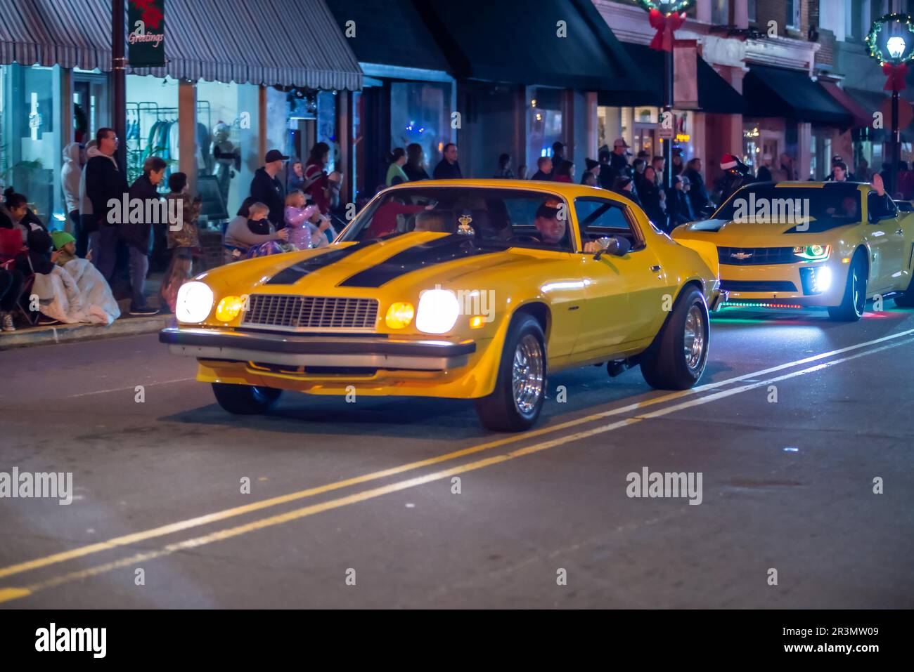 Small town Christmas parade street scenes Stock Photo - Alamy