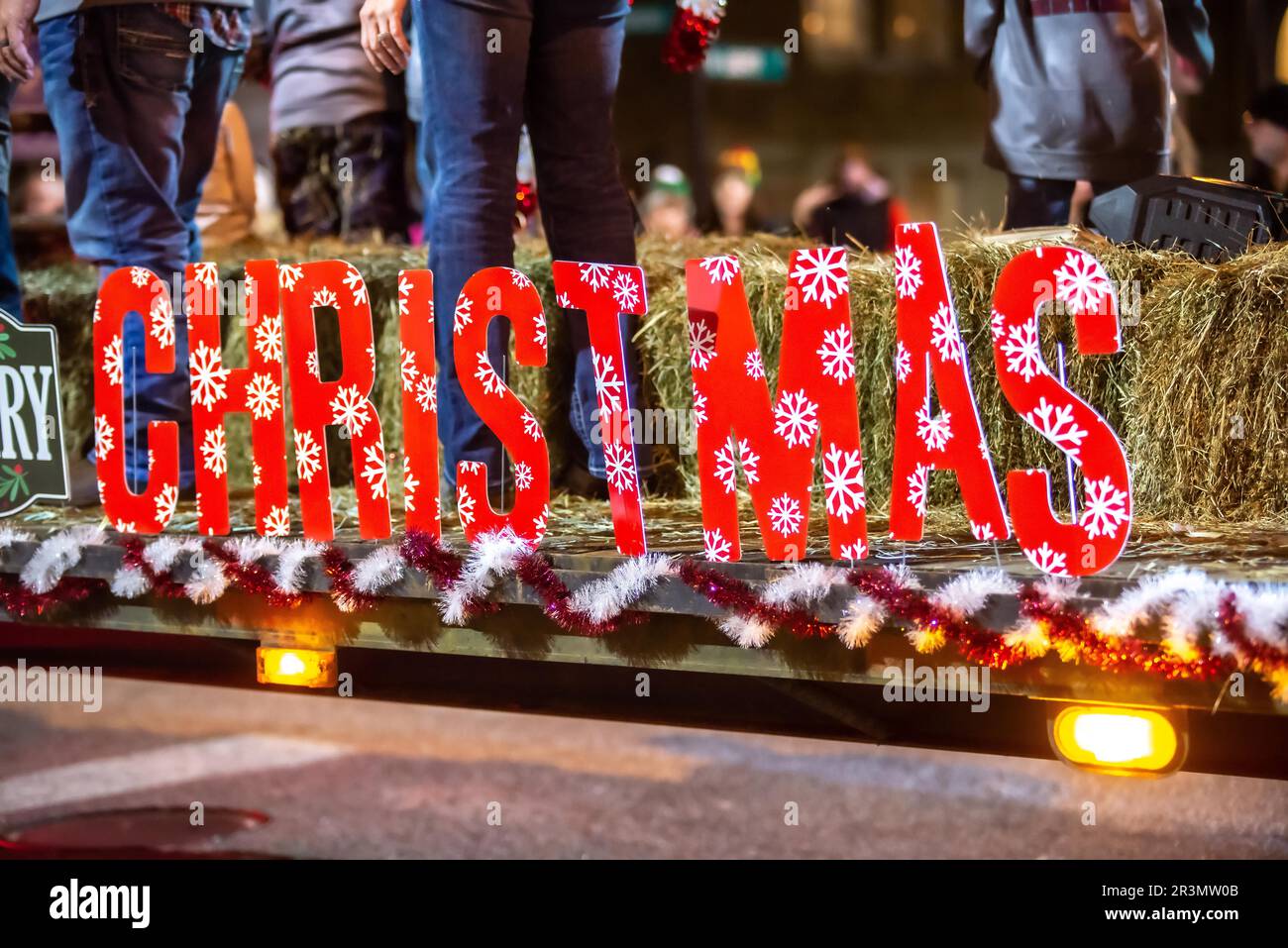 Small town Christmas parade street scenes Stock Photo - Alamy