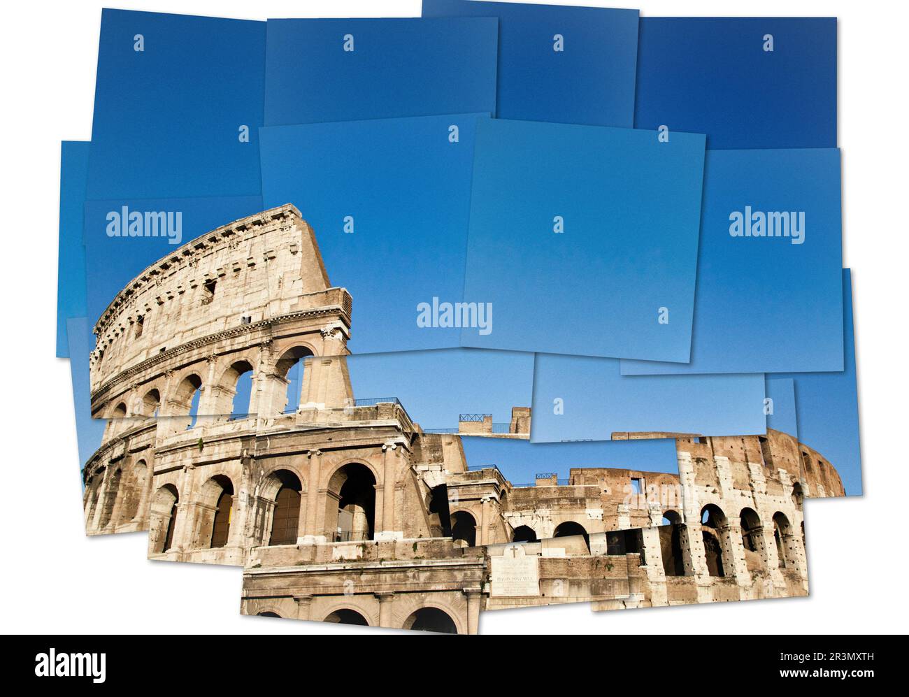 Italy, Rome - roman Colosseum with blue sky, the most famous Italian ...