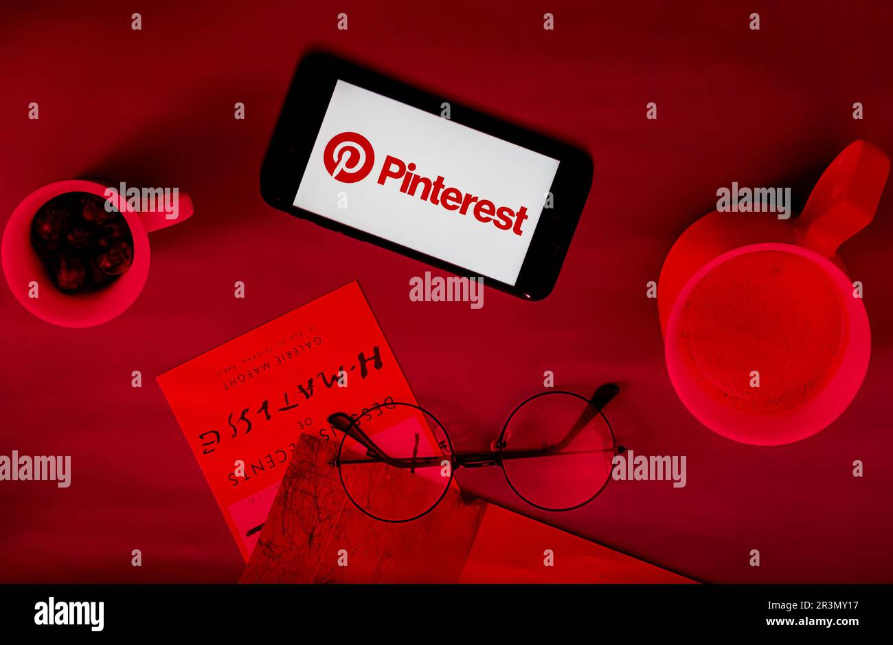 In this photo illustration, the Pinterest logo seen displayed on a ...