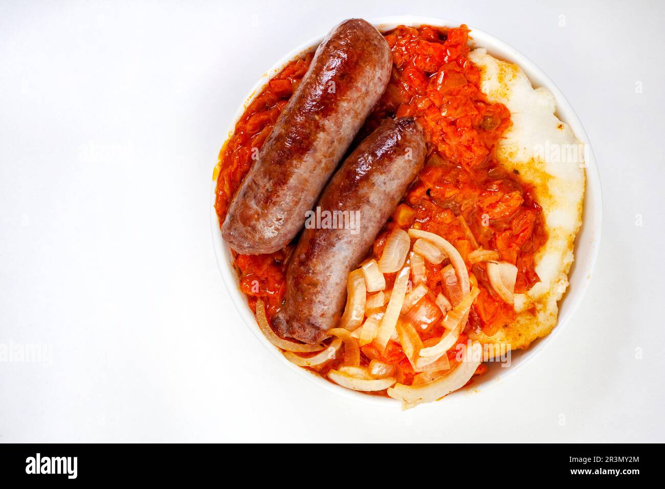 Traditional South African Pap and Wors, sausage with popular maize meal ...