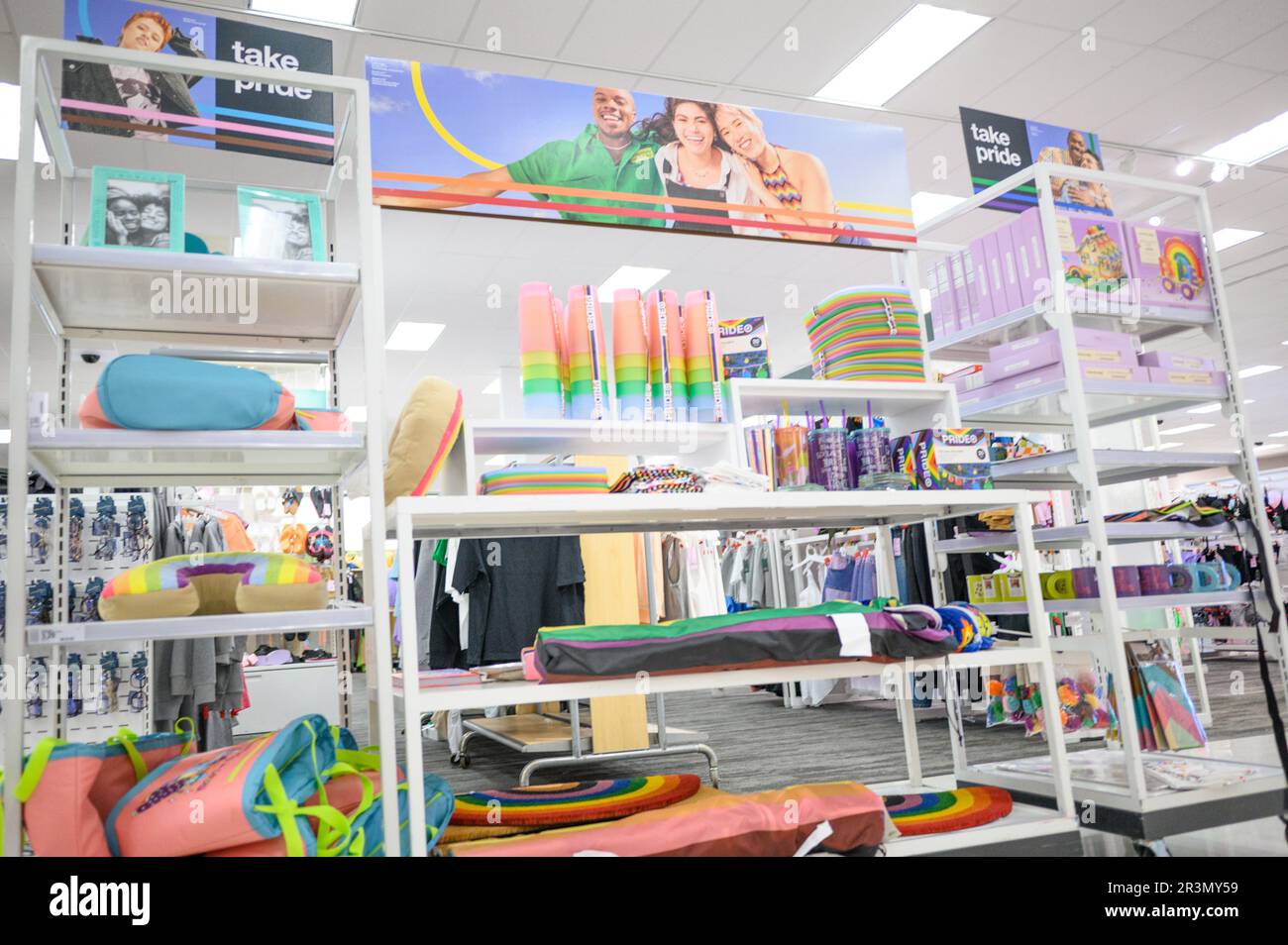 Pride themed merchandise is displayed in a Target store on May 24, 2023 ...