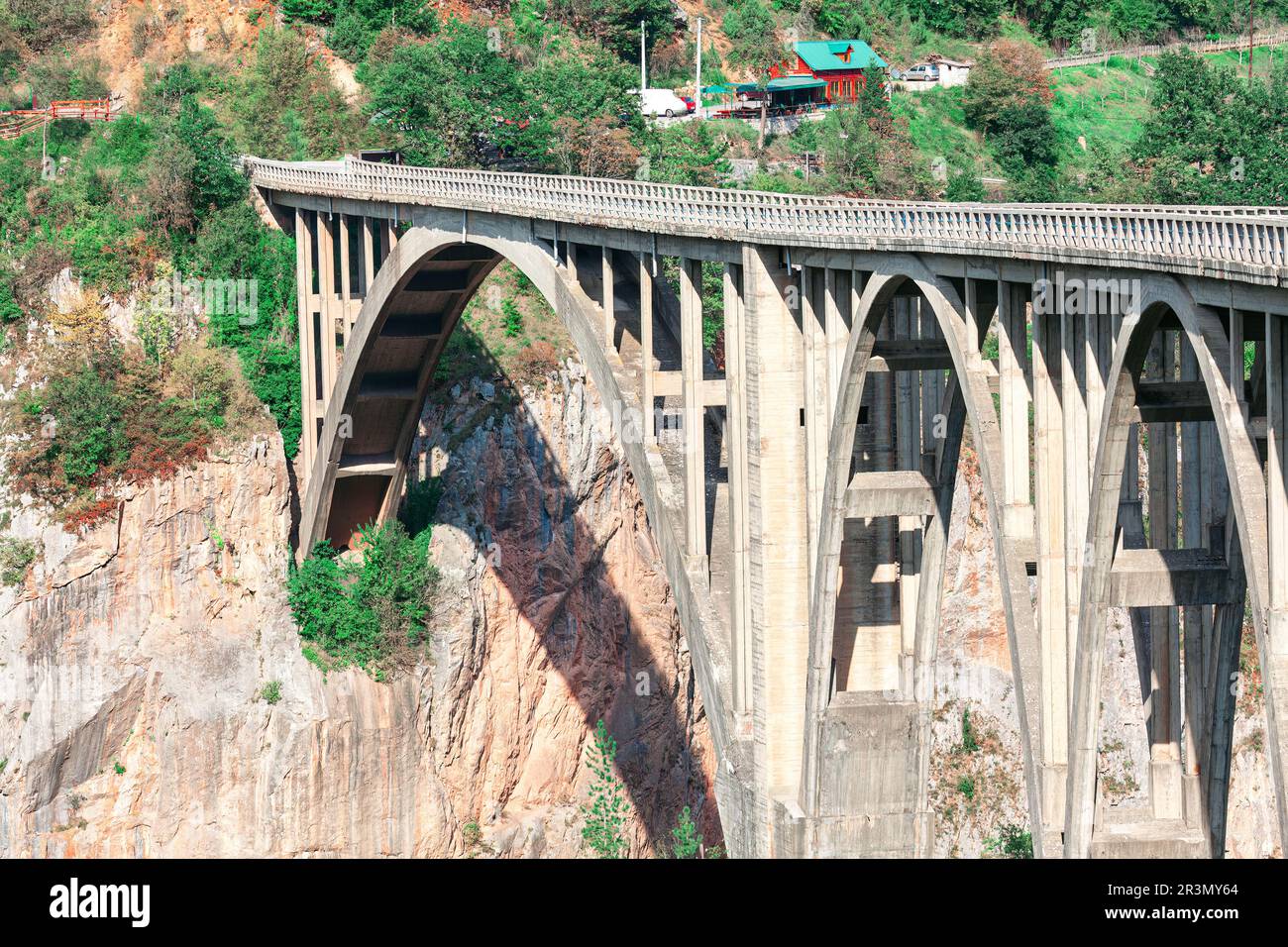 Durdevica Tara Bridge in Montenegro . Bridge with large arches Stock ...