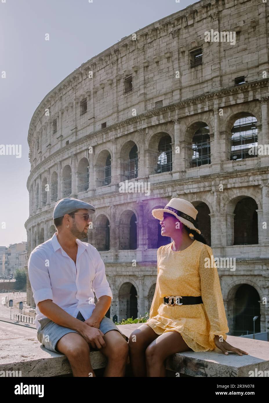 Couple visit the Colosseum in Rome at a citytrip in Rome Italy, Europe ...