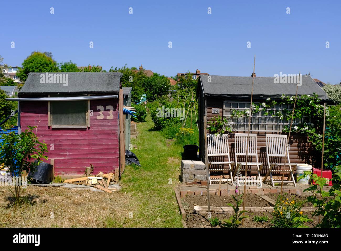 Sheds on an allotment in Bristol Stock Photo - Alamy