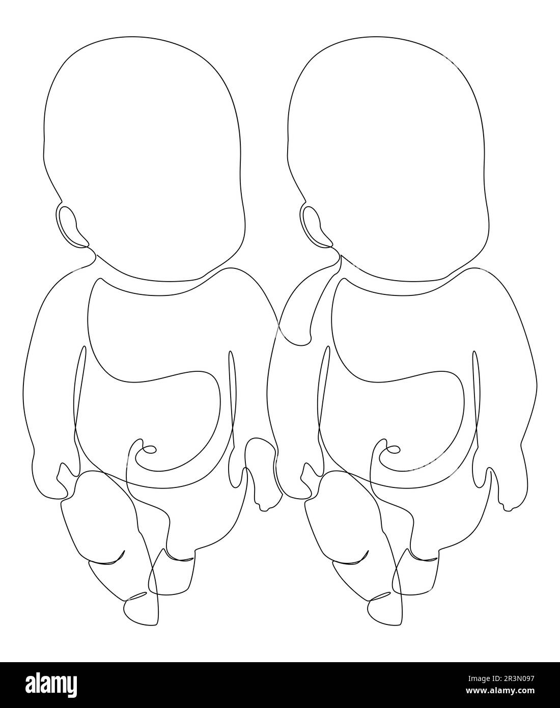 One continuous line of multiple babies. Thin Line Illustration vector ...