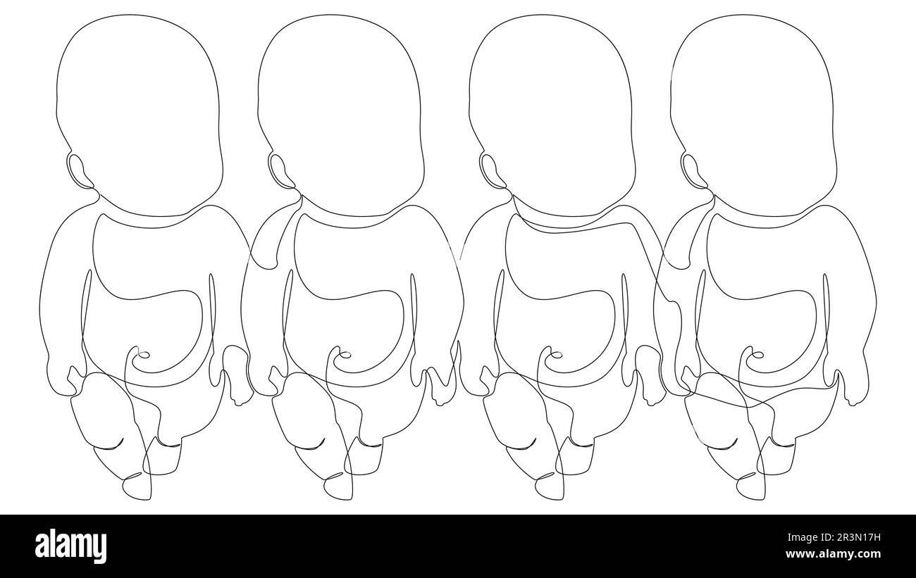 One continuous line of multiple babies. Thin Line Illustration vector ...