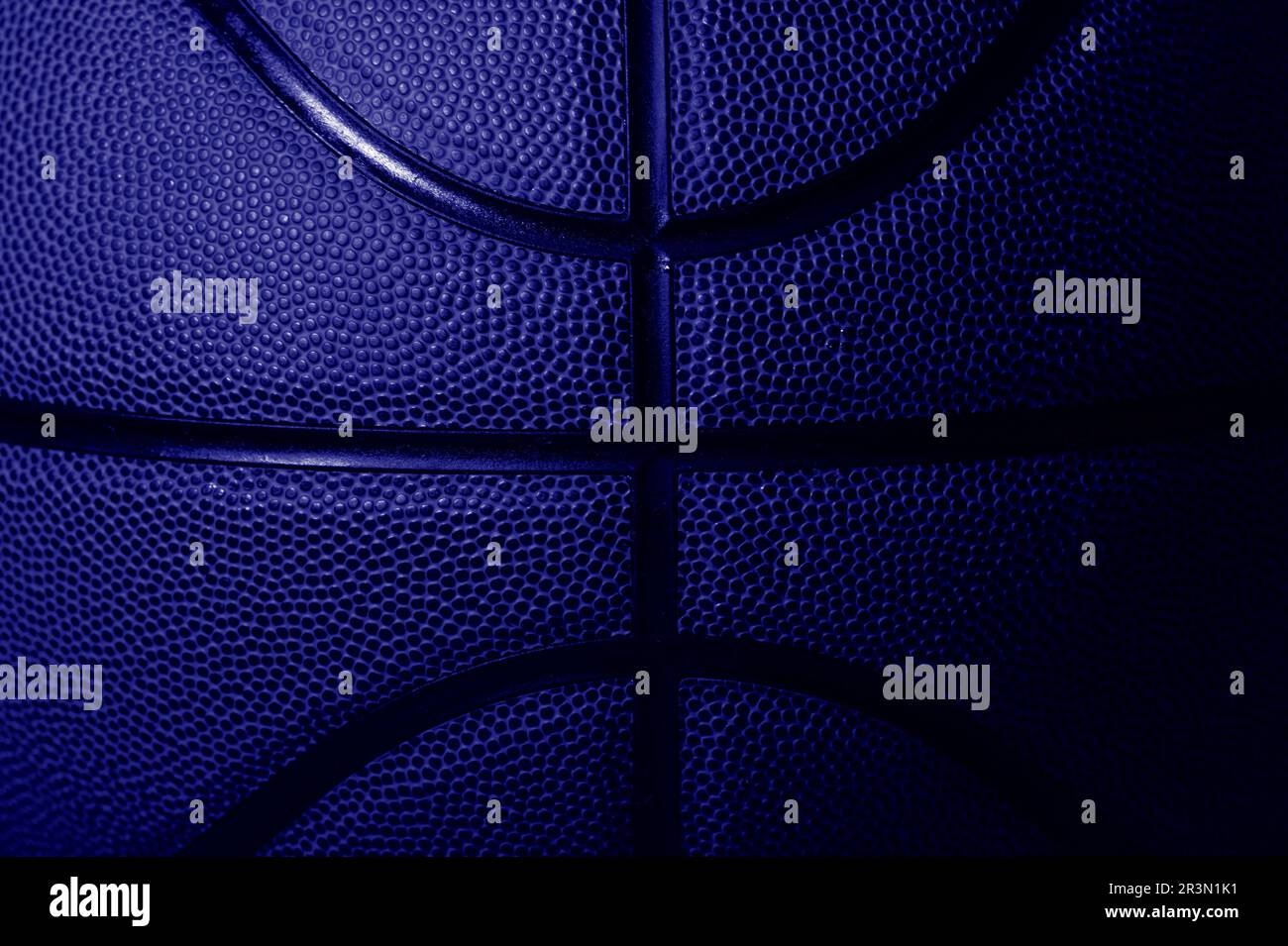 Closeup detail of blue basketball ball texture background. Horizontal ...