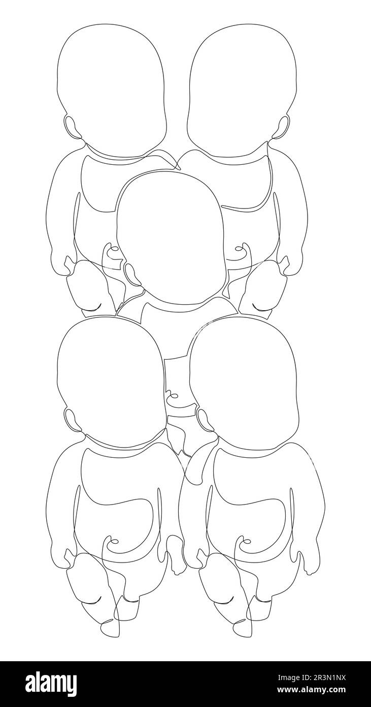 One continuous line of multiple babies. Thin Line Illustration vector ...
