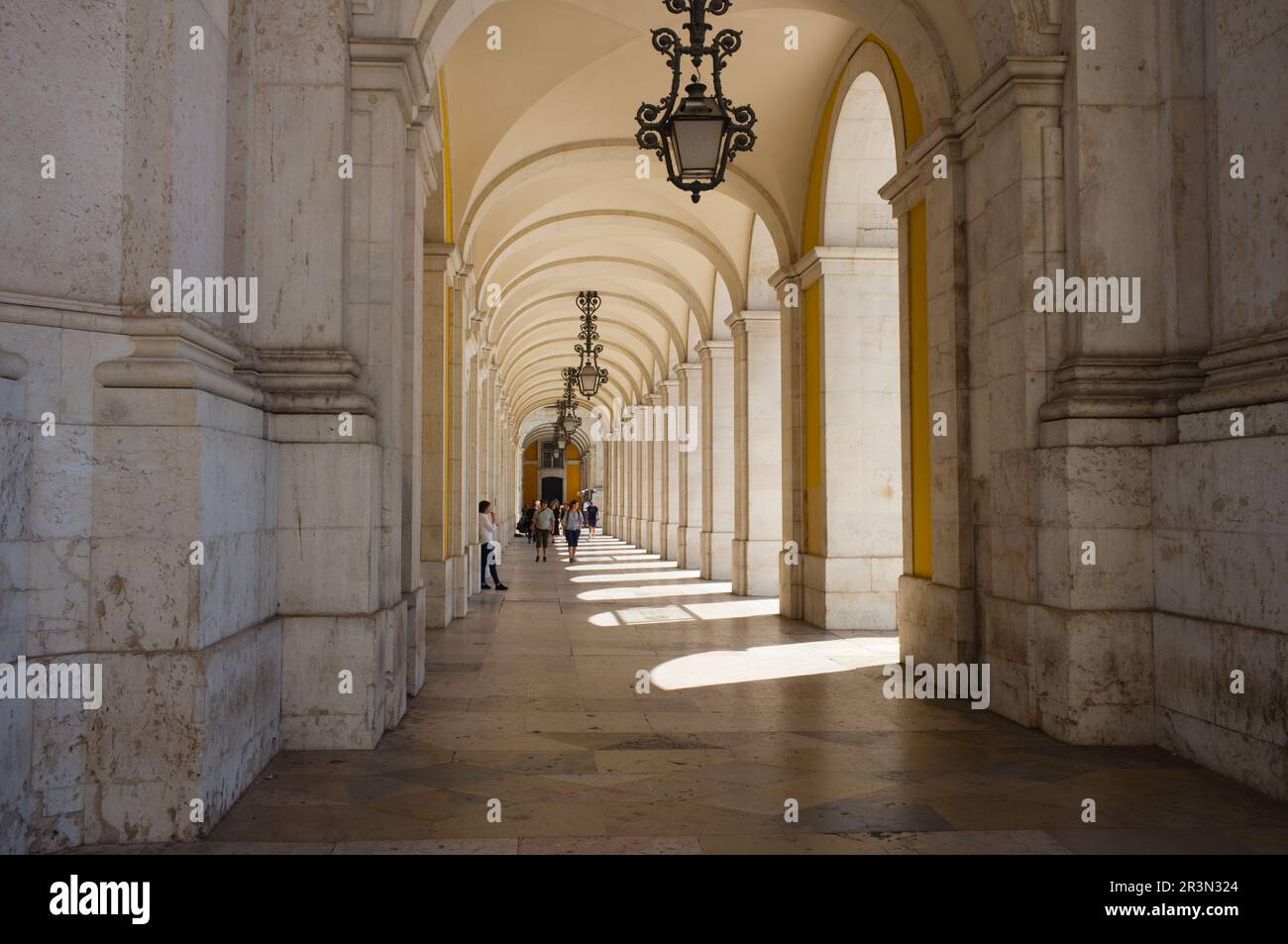 Arched walkway at the Praça do Comércio on the site of the old Royal ...