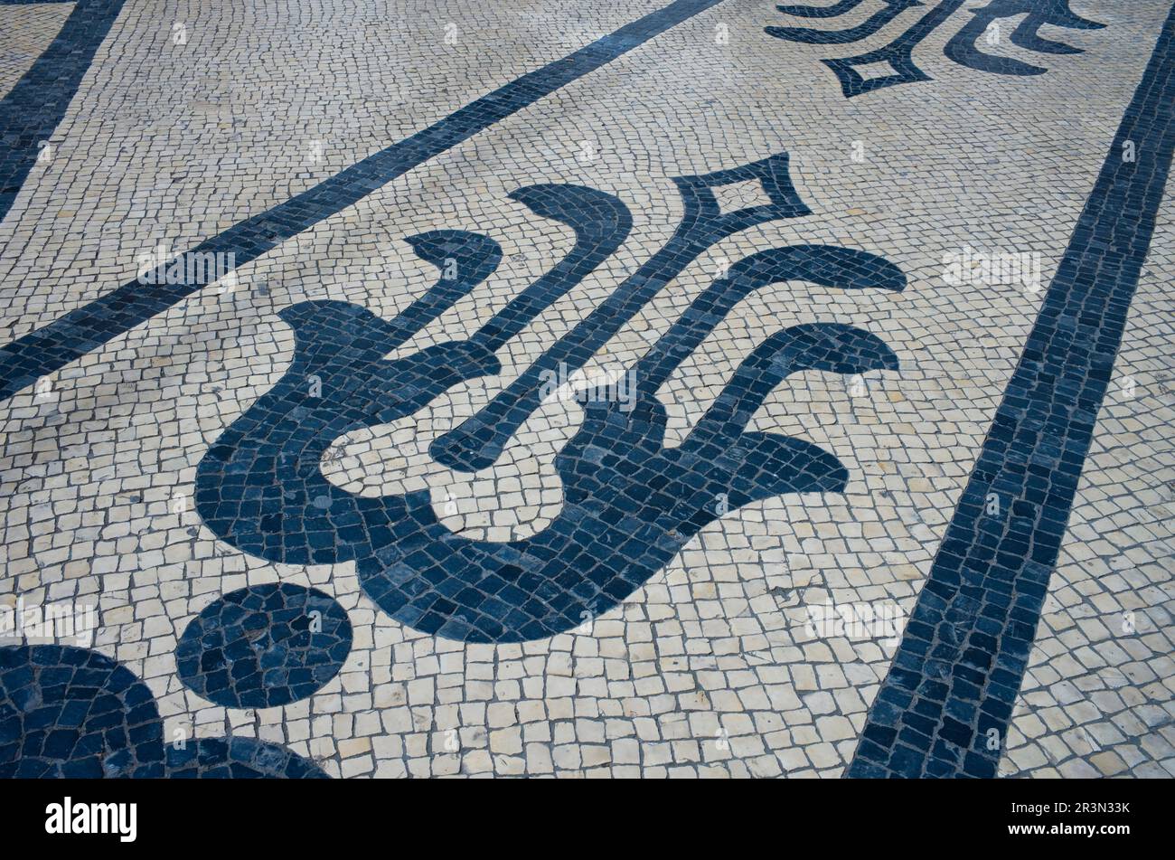 The streets of Lisbon are paved with limestone and basalt blocks to ...