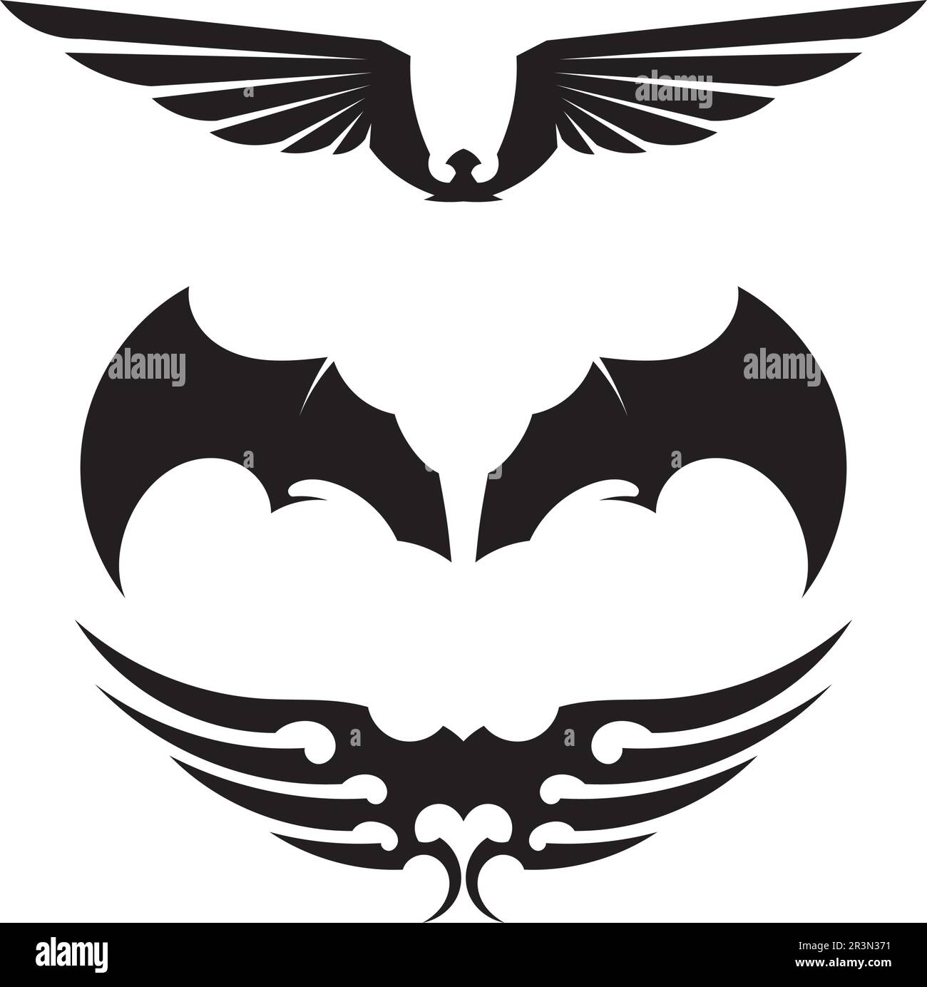 Black wing logo symbol for a professional designer Stock Vector Image ...