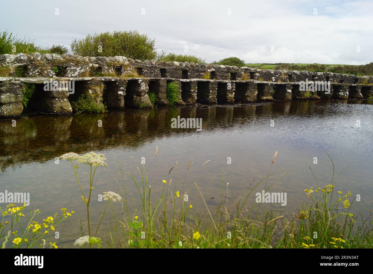 Clapper Bridge over Carrownisky River Ireland County Mayo Killeen ...