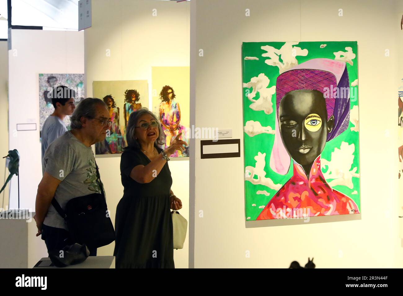Cairo, Egypt. 21st May, 2023. People visit an art exhibition during the ...
